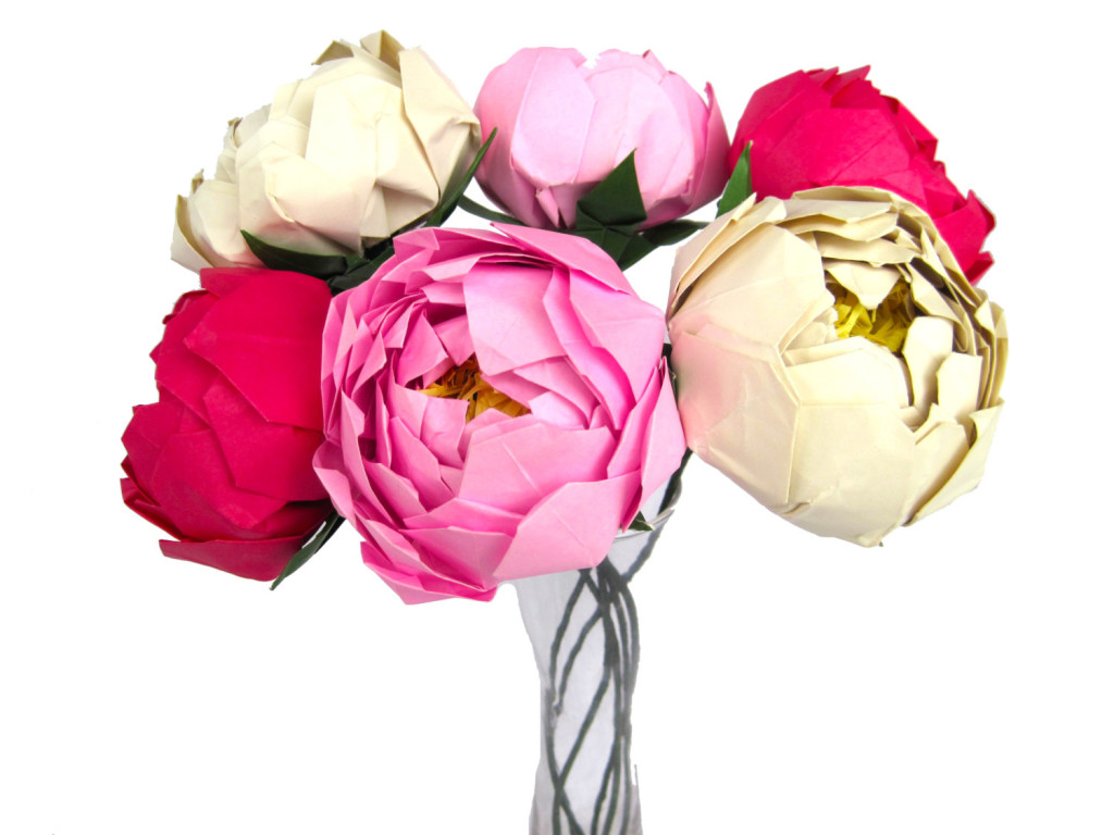 Origami Paper Peonies – Graceincrease Custom Origami Art