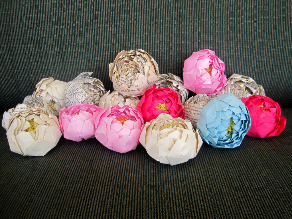 Origami Paper Peonies – Graceincrease Custom Origami Art