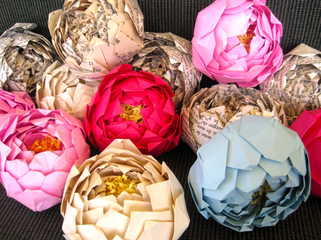 Origami Paper Peonies – Graceincrease Custom Origami Art